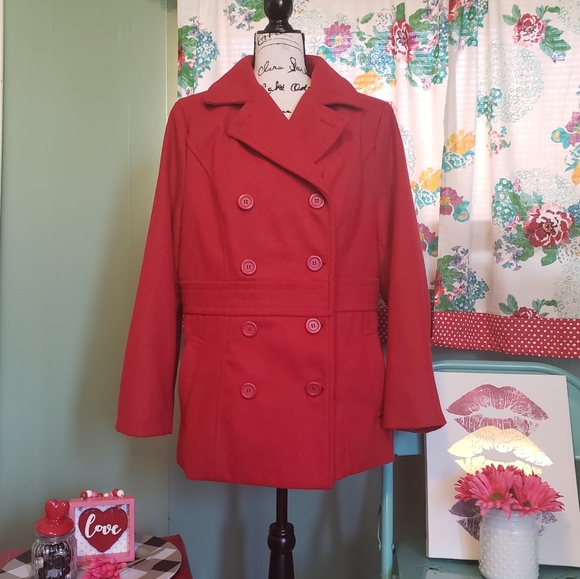 torrid | Jackets & Coats | Torrid Red Pea Coat Euc 2 Xl Htf | Poshmark